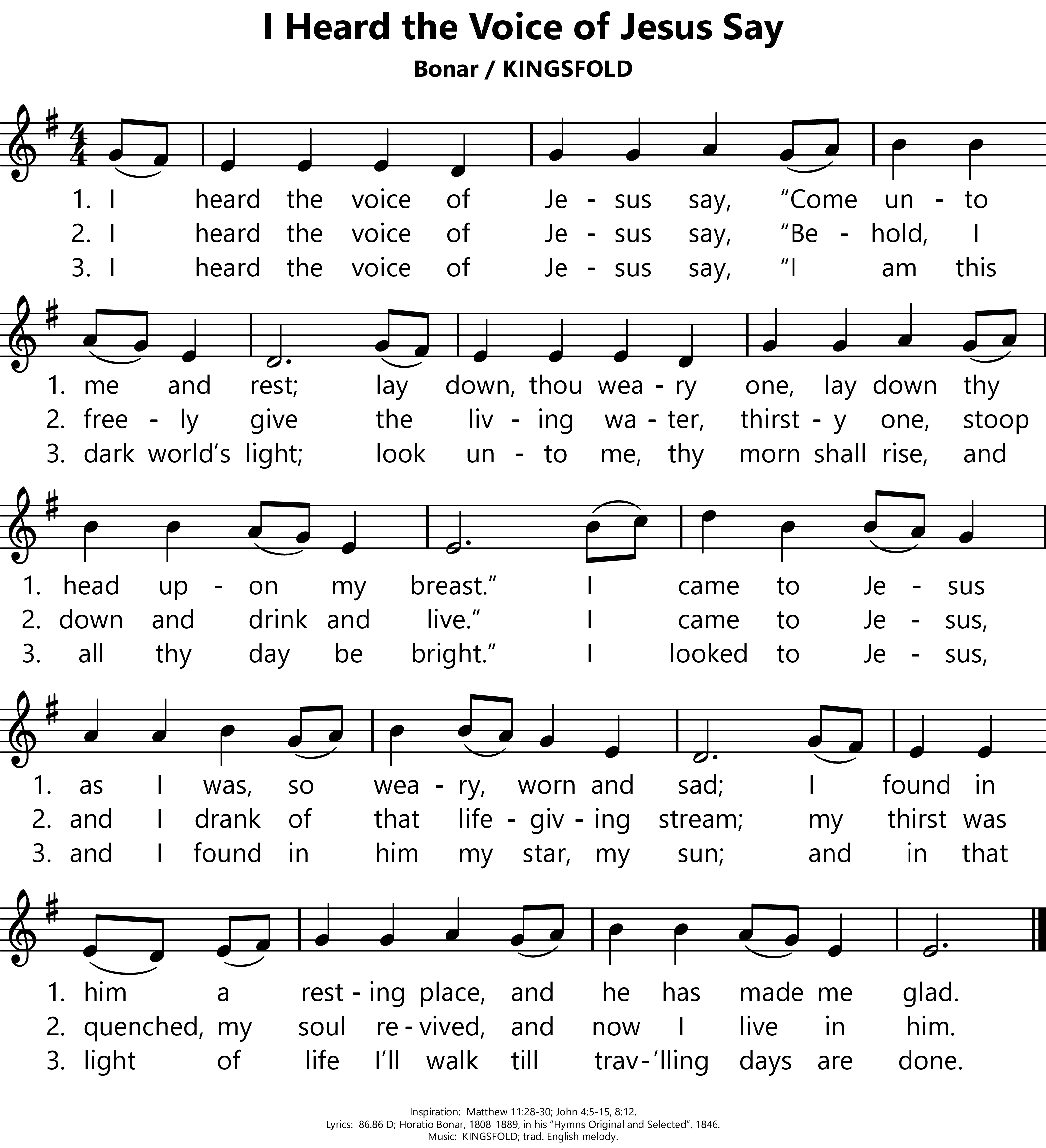 I Heard the Voice of Jesus Say [Bonar]